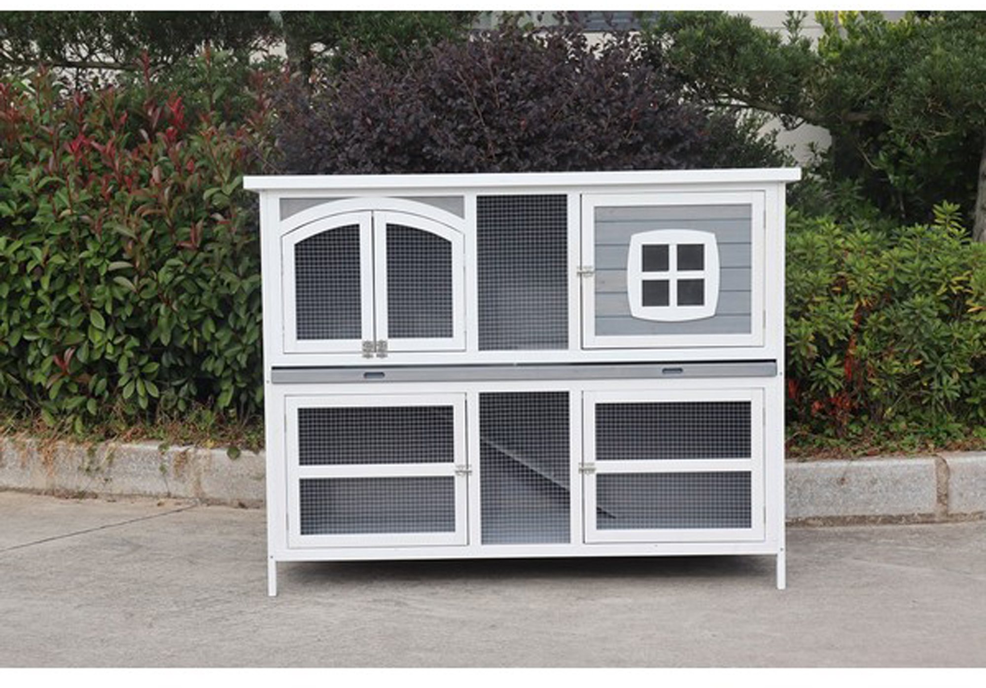 Harrison's Ravenglass Double Height Rabbit Hutch Soft Grey 150x60x116cm ...