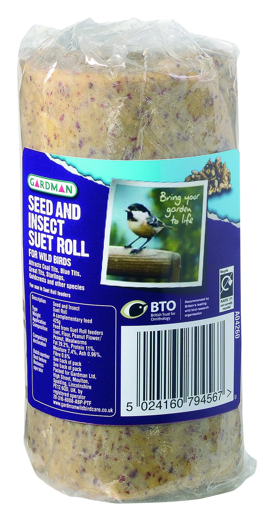 Gardman GARDMAN Seed and Mealworm Suet Roll - Willowbrook Nursery and ...