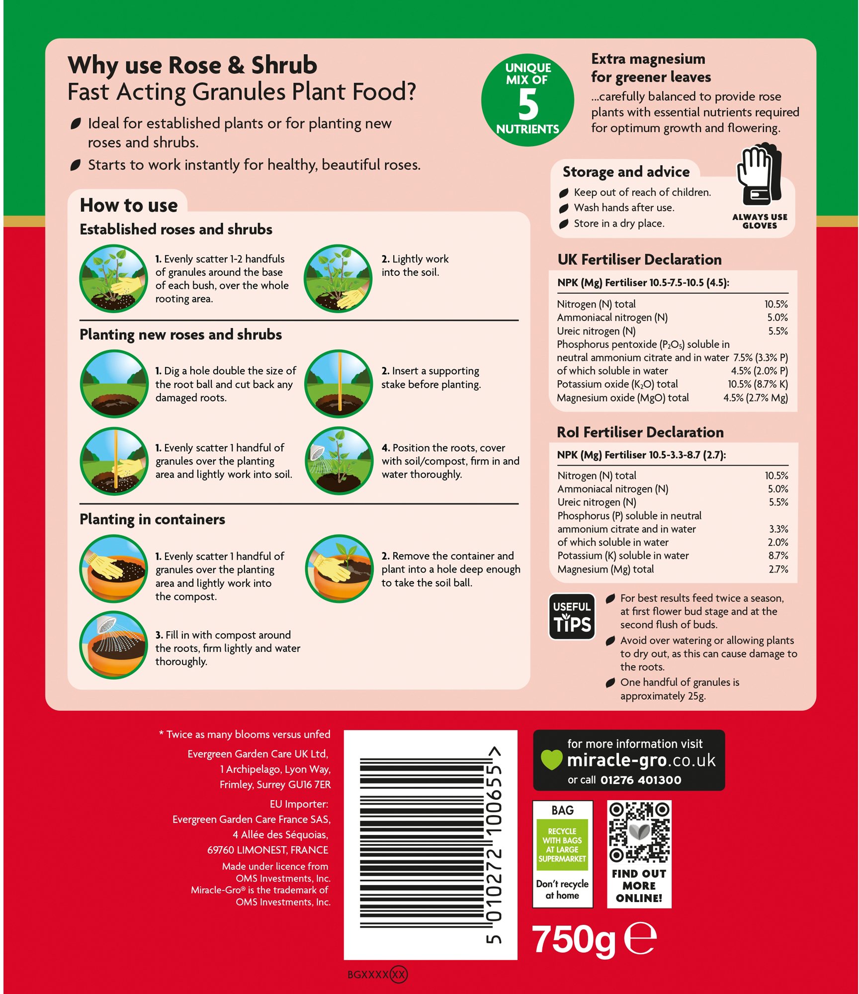 Miracle-Gro MIRACLE-GRO® Rose & Shrub Fast Acting Granules Plant Food ...