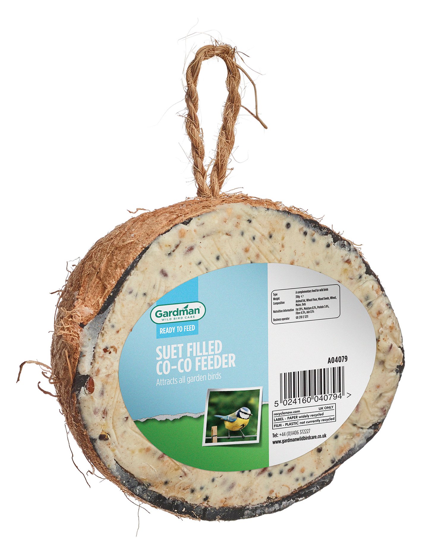 Gardman GARDMAN Suet Filled Co-Co Feeder - Willowbrook Nursery and ...