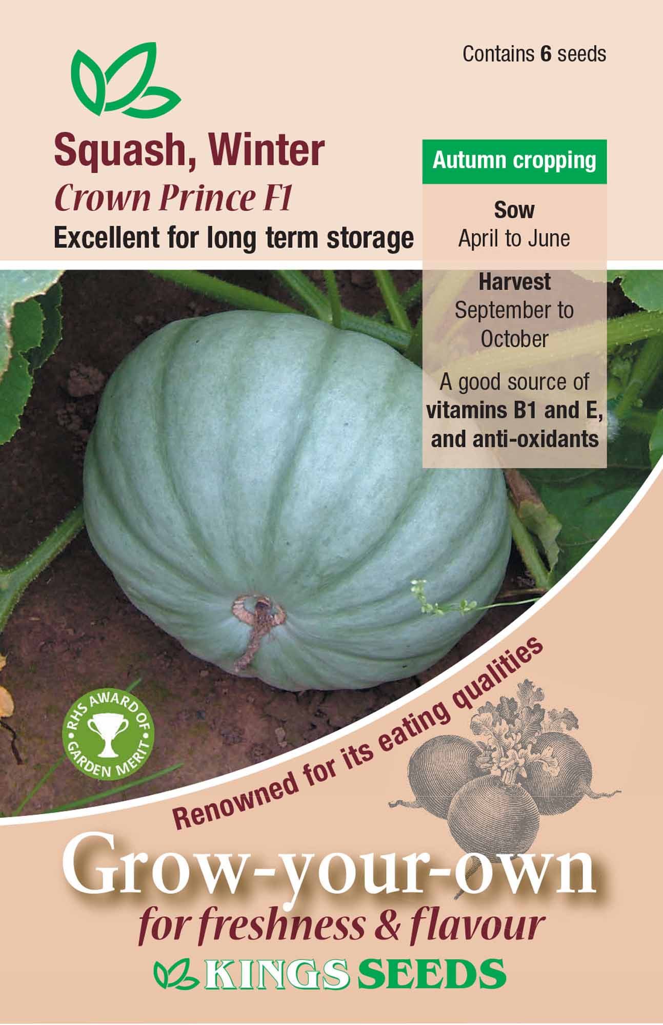 Kings Seeds Squash Winter Crown Prince F1 Rhs Agm - Willowbrook Nursery ...