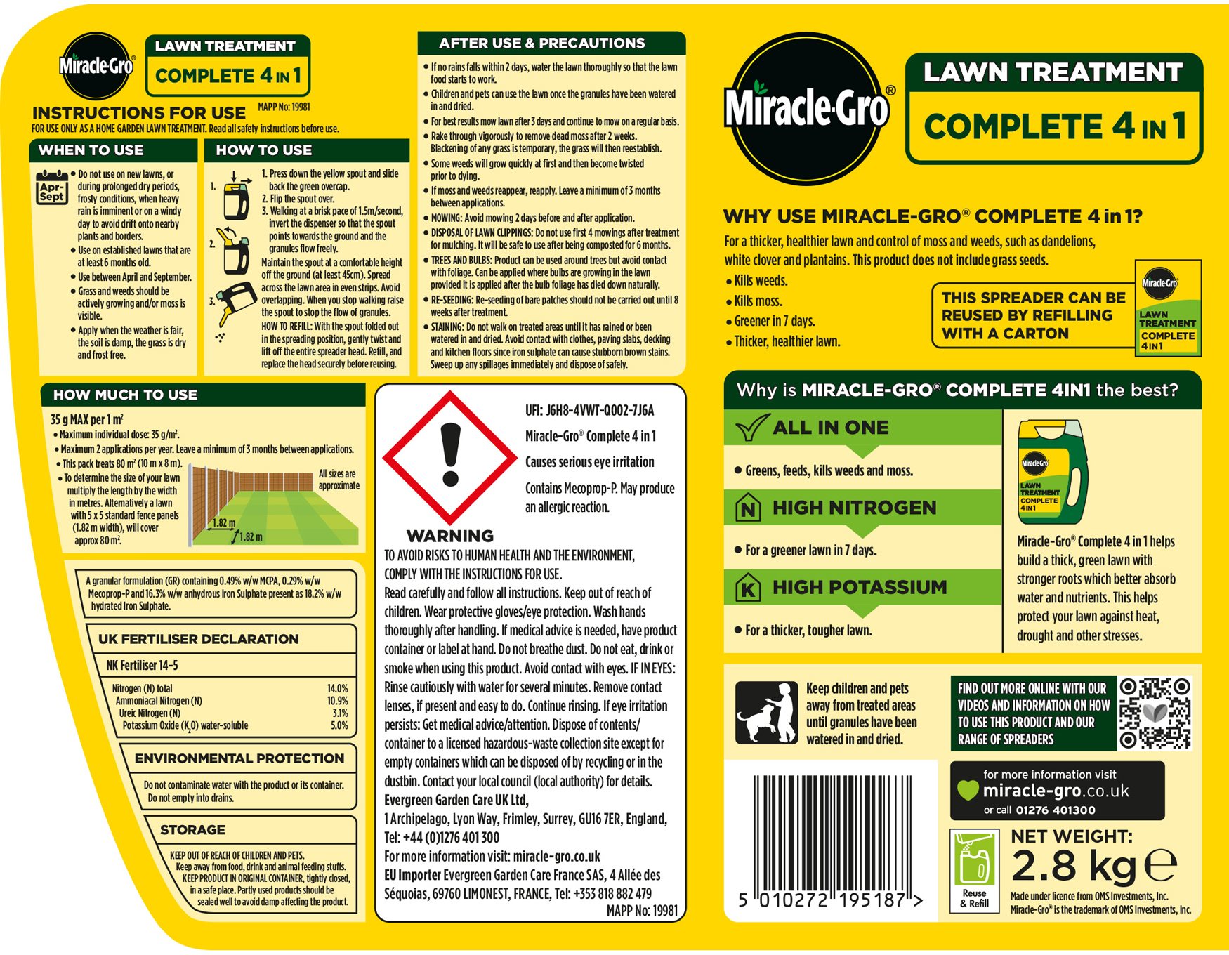Miracle-Gro MIRACLE-GRO® Complete 4-in-1 80m2 - Willowbrook Nursery and ...