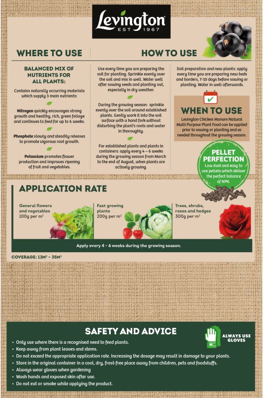 Levington LEVINGTON® Chicken Manure Multi Purpose Plant Food 3.5Kg ...